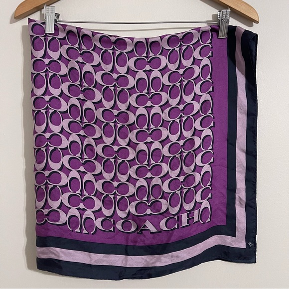 Coach | Accessories | Coach Purple Signature Silk Scarf | Poshmark
